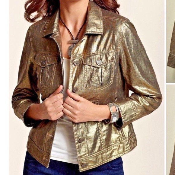 Chico's | Jackets & Coats | Chicos Coated Linen Metallic Jacket | Poshmark